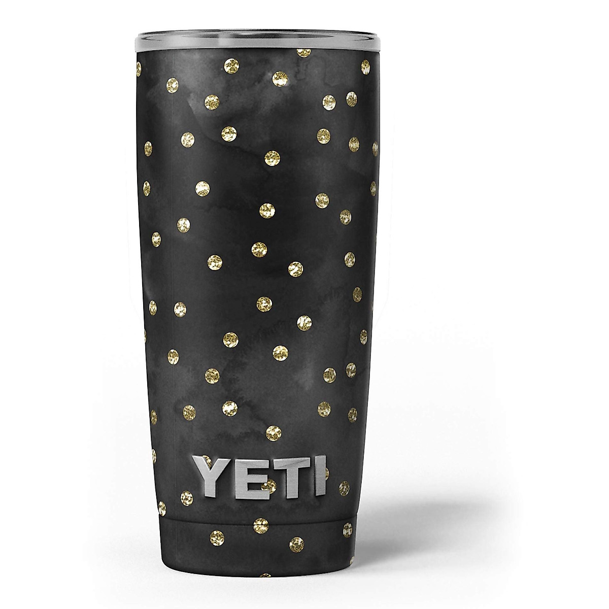 Design Skinz Black Watercolor and Gold Glimmer Polka Dots - Skin Decal Vinyl Wrap Kit Compatible with The Yeti Rambler Cooler Tumbler Cups