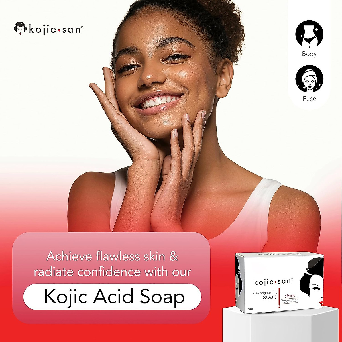 Kojie San Skin and Body Soap – Original Kojic Acid, Dark Spot Remover Soap Bar with Coconut & Tea Tree Oil – 135g x 1 Bar