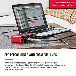 Audio-Technica AT2020 Cardioid Condenser Studio XLR Microphone, Black, Ideal for Project/Home Studio Applications & Focusrite Scarlett Solo (3rd Gen) USB Audio Interface with Pro Tools | First