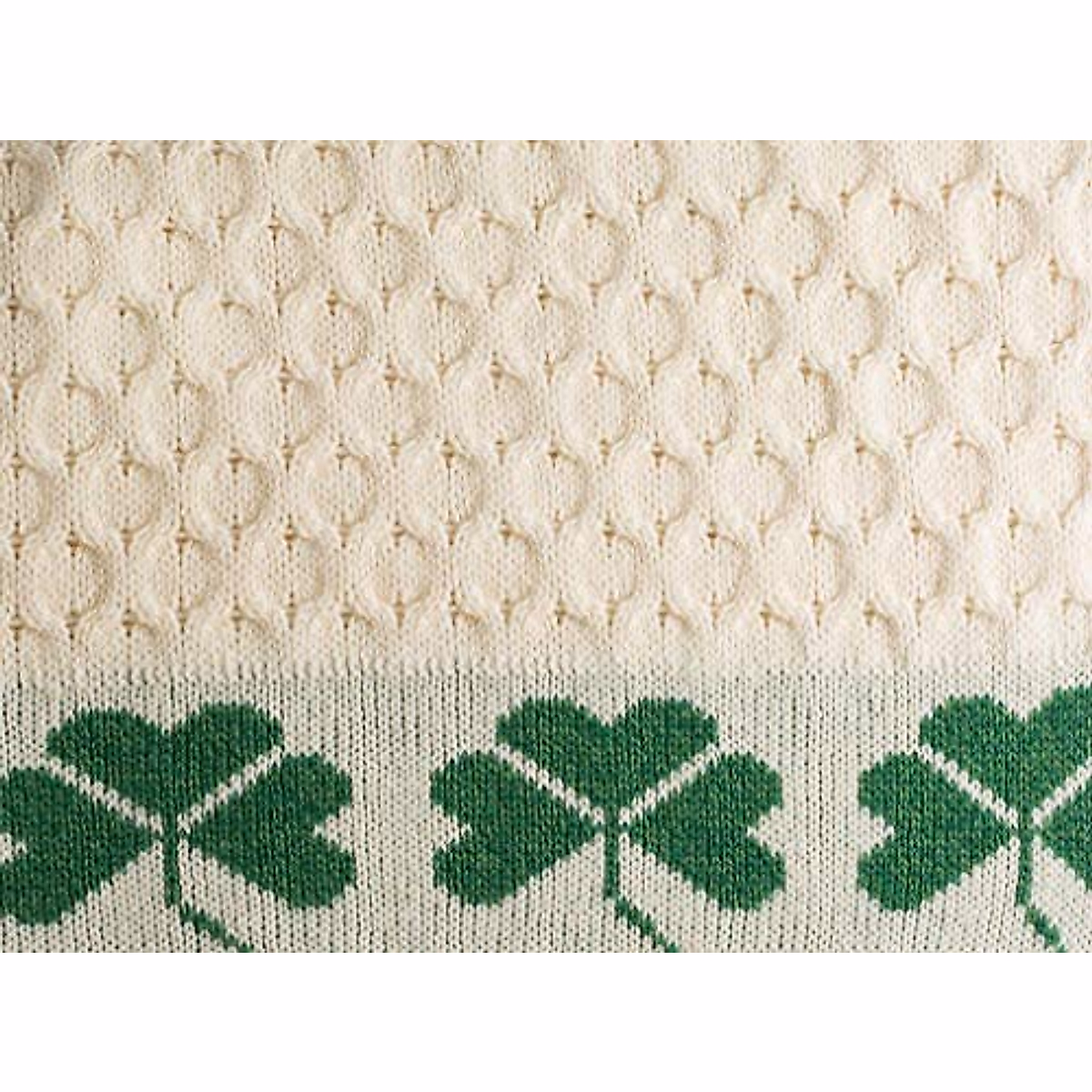 SAOL 100% Merino Wool Shamrock Aran Throw Irish Blanket Cable Honeycomb Knit 58" x 40" (147 x 102 cm)