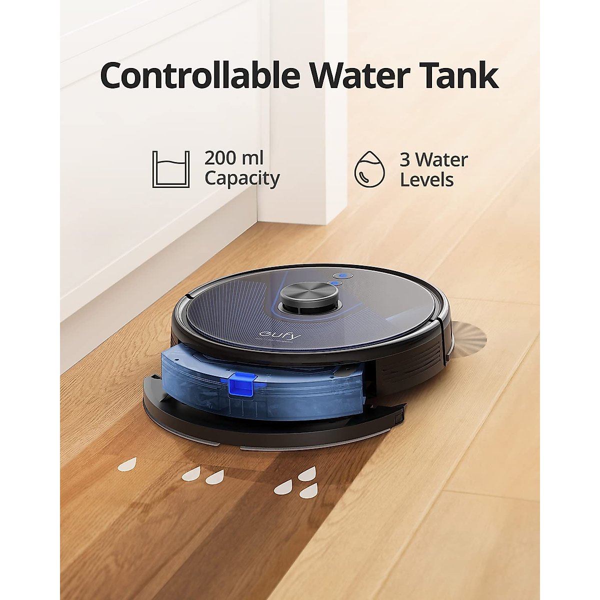 eufy RoboVac L35 Hybrid Robot Vacuum and Mop with 3,200Pa Ultra Strong Suction, iPath Laser Navigation,Multi Floor Mapping,Advanced App Control,Controllable Water Tank,Compatible with Alexa(Renewed)