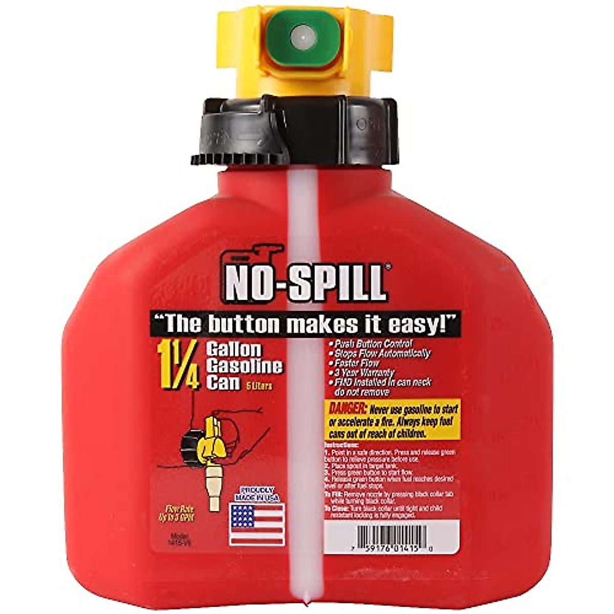 No-Spill 1415 1-1/4-Gallon Poly Gas Can (CARB Compliant)