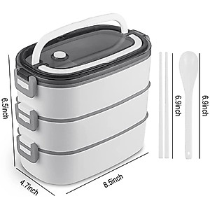 NatraProw Large Bento Lunch Box for Adult, 3 Layer Bento Lunch Box Containers with Utensils & Dividers, Bento Lunch Box Leak proof for Adults, Bento Lunch Container Microwave Safe