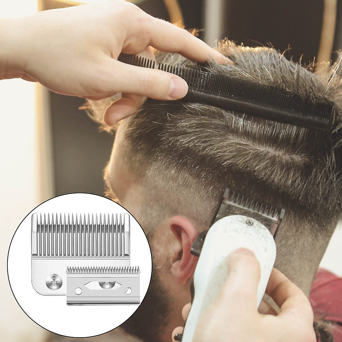 Professional Stagger-Tooth 2-Hole Clipper Blade for The 5 Star Series Wahl Clippers Cordless Magic Clip (Includes 2pcs Blade/Screws+2pcs Oil+ 2pcs Brush)