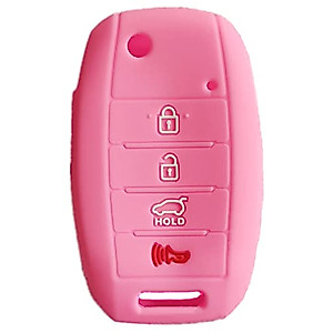 Smart Key Fob Cover Case Protector Keyless Remote Holder for 2019 2020 2021 Kia Sportage Rio Forte Optima Carens （Not Fit Smart Key Fob） Light Pink