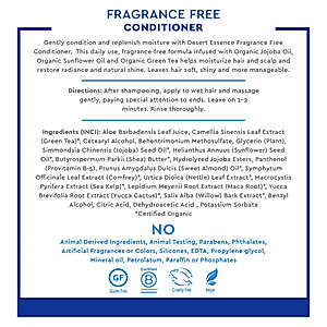 Desert Essence Fragrance Free Conditioner - Pure - 8 Fl Ounce - Pack of 2 - Gloss & Shine - Smoothes & Softens Hair - No Oil Residue - Antioxidants - Green Tea - Jojoba Oil - Vitamin B5