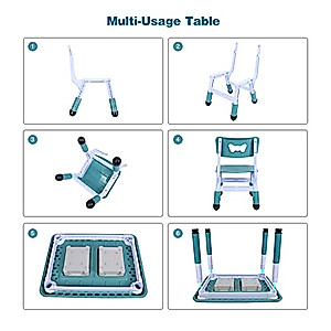 RedSwing 3 in 1 Kids Table and Chair Set, Multi Activity Drawing Table with 2 Chairs for Toddlers, Plastic Height Adjustable Play Table with Storage Bins, Blue