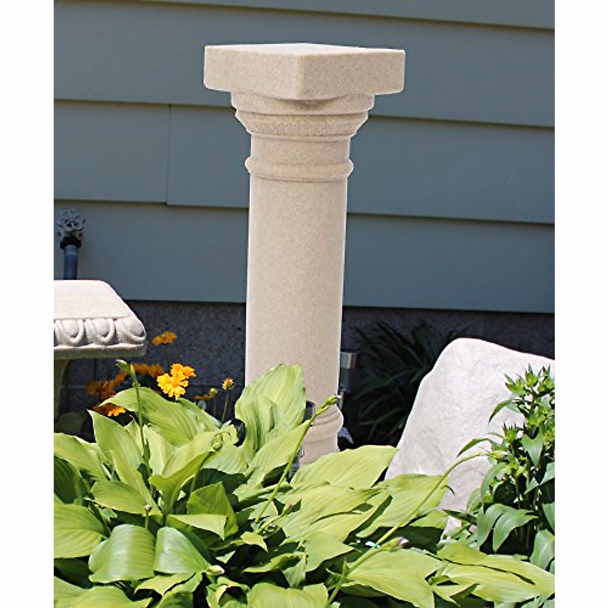 EMSCO Group Greek Column Statue – Natural Sandstone Appearance – Made of Resin – Lightweight – 32” Height