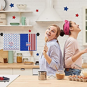 4th of July Decorations, Fourth of July Kitchen Towels, Patriotic Memorial Day Dish Towel, July 4th Kitchen Decor, Independence Day Home Party Decoration, American Flag Stars Bathroom Hand Towels