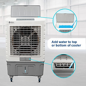 Gorilla Gadgets Outdoor Evaporative Portable Air Cooler with Touch Controls, Large Quiet Electric 5300 CFM. 13.2 Gallon Water Tank and Wheels. Cools 1850.00 Square Feet for Commercial Office Home