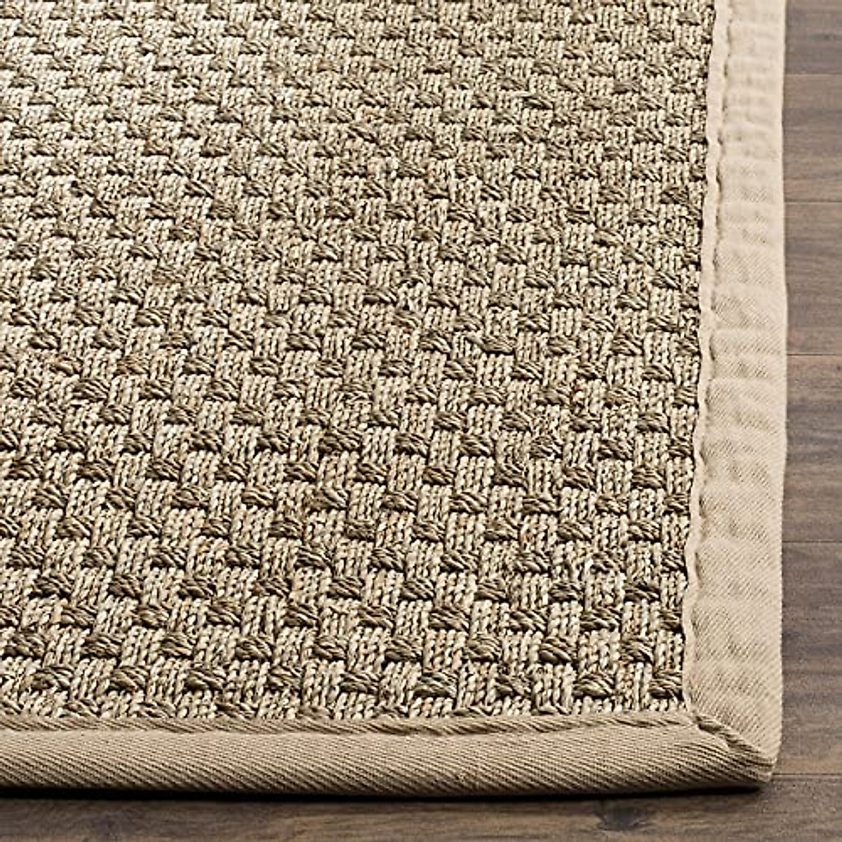 SAFAVIEH Natural Fiber Collection 2' x 3' Beige NF114A Border Basketweave Seagrass Accent Rug