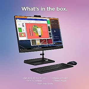 Lenovo IdeaCentre AIO 3 - (2023) - All in One Desktop Computer - 23.8" FHD - 720p HD Built in Camera - Windows 11-16GB Memory - 256GB Storage - AMD Ryzen 3 7330U - Mouse & Keyboard Included