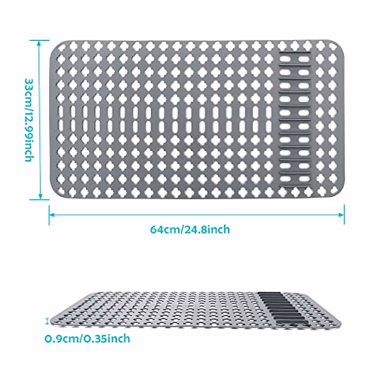 Kitchen Sink Mat, Sink Protectors for Kitchen Sink, DIY Silicone Sink Mat 25”x13” Non-Slip Folding Sink Grates for Bottom of Farmhouse Stainless Steel Porcelain Sink, Can Be Cut to Any Size Grey-1 PCS