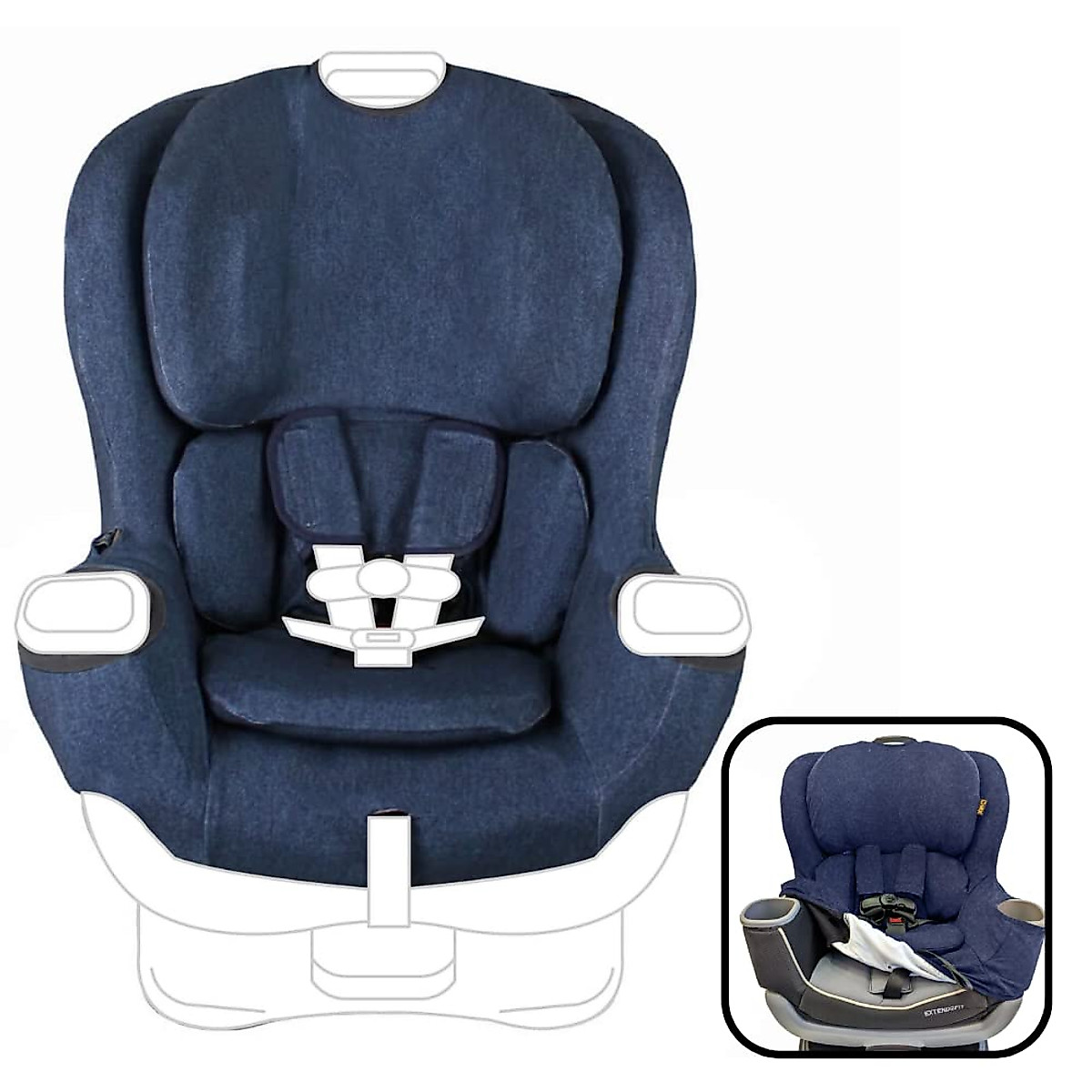 UKJE Liner Car Seat Cover Compatible with Graco Extend2Fit Convertible Car Seat, CPSC Standard Compliant, Toddler & Child Protector, Car Seat Cover Liner, Washable Car Seat Cover - (Blue)