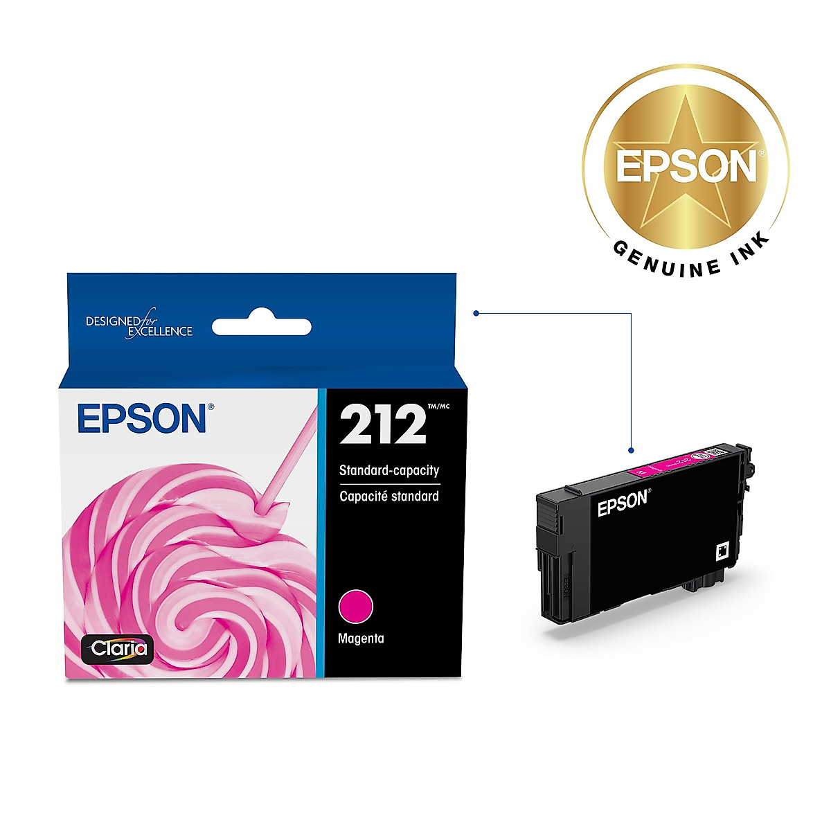 EPSON T212 Claria -Ink Standard Capacity Magenta -Cartridge (T212320-S) for Select Epson Expression and Workforce Printers