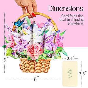 3D Pop Up lilly Flower Bouquet Card - Unique life size Floral Greeting Card for Birthday, Mother’s Day, Valentines Day, Appreciation card, Get Well soon