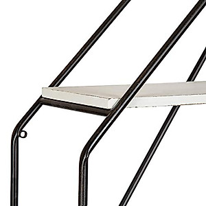 Kate and Laurel Lintz Large Octagon Shaped Floating Wood Book Shelves for Decorative Wall Storage, Black Metal Frame with White Shelves