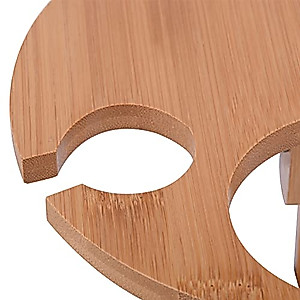 JIANWEI Foldable Wine Table Stake for Sand and Grass- Portable Beach Table Sturdy Wine Table, Lawn and Garden, Round Wooden Camping Picnic Glass Holder for Outdoor, Beach(C)