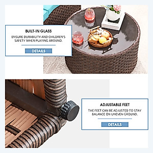 OC Orange-Casual Half Moon Patio Furniture Sectional Set, Curved Outdoor Sofa, All-Weather Wicker Chair and Round Coffee Table, Turquoise Cushions, 11 Pieces (Pillows & Waterproof Cover Included)