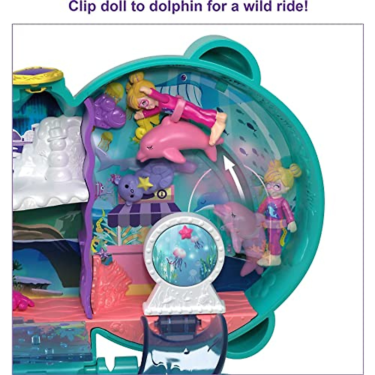 Polly Pocket Compact Playset, Otter Aquarium with 2 Micro Dolls & Accessories, Travel Toys with Surprise Reveals (Amazon Exclusive)