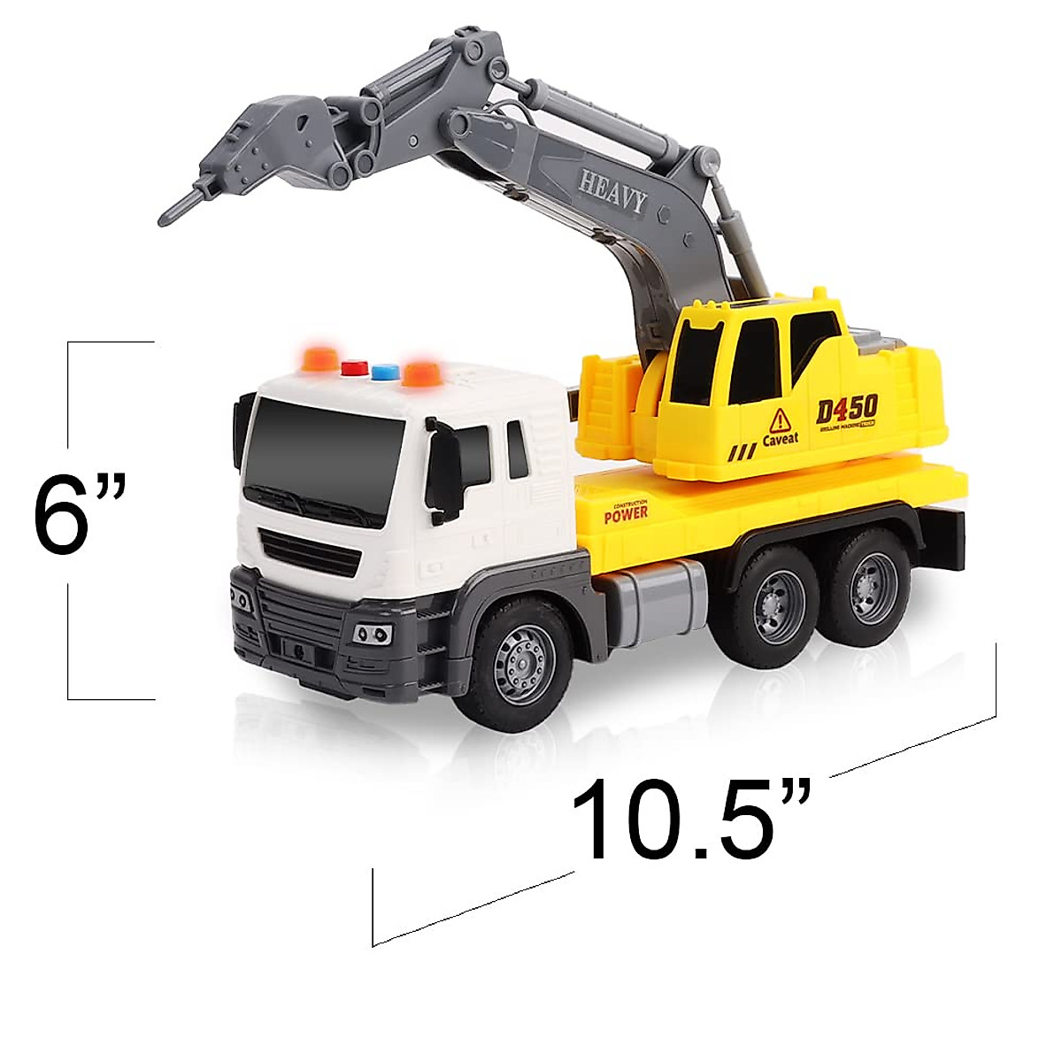 ArtCreativity Light Up Construction Truck Toy, Excavation Truck Toy with a Rotating Back, Push and Go Kids Construction Toy with LED and Sound Effects, Cool Construction Trucks for Boys and Girls