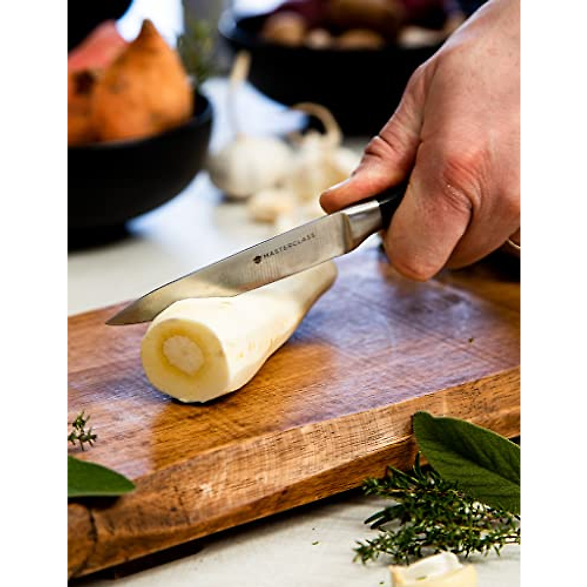 MasterClass All Purpose Small Kitchen Knife with EdgeKeeper Knife Sharpener Sheath, Stainless Steel, 11 cm