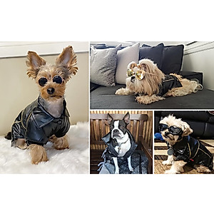 NIULA Dog Leather Jacket - Cute Leather Dog Jackets Motorcycle Clothes with Buttons Pet Waterproof Winter Coat for Small Medium Dogs