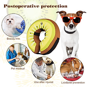 Dog Recovery Collars & Cones, Inflatable Dog Cone Collar, Dog Donut Collar, Adjustable Dog Cone Alternative After Surgery, Soft Dog Cones for Small Dog & Cats, Blow Up Pet E Collar, Soft, Cute