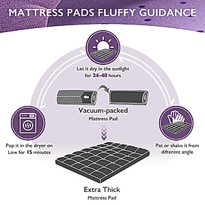 BDEUS Dual Layer 4 Inch Memory Foam Mattress Topper King Size, 2 Inch Gel Memory Foam Plus 2 Inch Down Alternative Quilted Pillow Top Mattress Pad Cover,Black