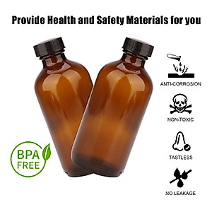 Maredash 8oz Amber Glass Bottles, 20 Pack Glass Storage Bottles with Black Lids (Brown, 20 Labels, with Funnels, Droppers and Brush)