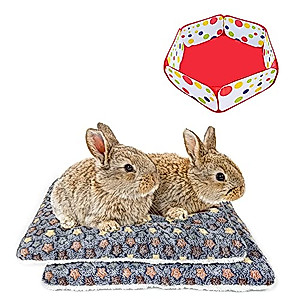 Amakunft 2 Pcs Large Guinea Pig Bed Mat, Rabbit Sleep Bed, 17.7x13.7x2 Inches, Small Animal Playpen for Bunny/Chinchilla/Hedgehog