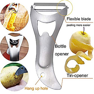 KISTARCH 9Inch SK5 Kitchen Shears,HeavyDuty Poultry Scissors forChicken,Fish,Meat,Vegetables,BBQ Multi-Function Vegetable Peeler with Beer Open and Potato-Eye Remover for Potatoes,Apples,Carrots,Fruit