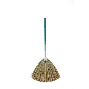 SN SKENNOVA - Asian Broom Thai Pattern Vintage Retro Natural Grass Broom Handmade (Blue)