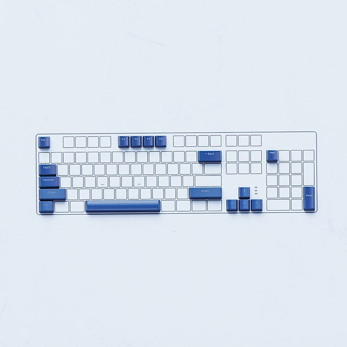 Double Shot Keycap 21-Keys Light Transmitting for General Mechanical Keyboards, Non-Slip Wear-Resistant Enlish(US) Layout (Blue)
