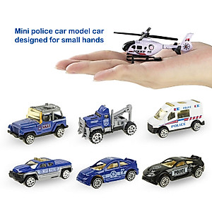 Jenilily Police Car Toy Blue Truck Toy Transporter Mini Vehicles Playsets in Carrier Truck for Kids 3 4 5 6