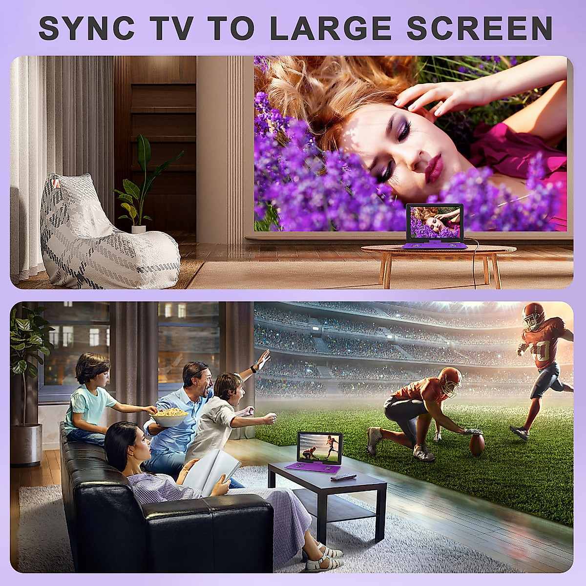 𝗝𝗘𝗞𝗘𝗥𝗢 17.9" Portable DVD Player with 15.6" Large Screen, 6 Hours 5000mAh Rechargeable Battery, Region Free, DVD Player Portable for Kids, Sync TV and Support CD/DVD/SD Card/USB, Car Charger