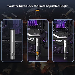 Gamital GPU Support Bracket Vertical Bloster - Graphics Card Brace GPU Stand Anodized Aluminum Sag Holder VGA Brace Support for All Universal Gaming nVIDIA GeForce GTX AMD Radeon Graphics Card & More