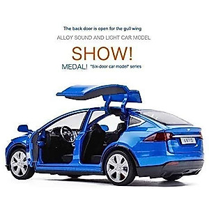 1:32 Scale Car Model X90 Tesla Alloy 1/32 Diecast Model Car w/Sound & Light Pull Back Model Mini Vehicles Toys for Kids Gift Tesla Lovers Collection