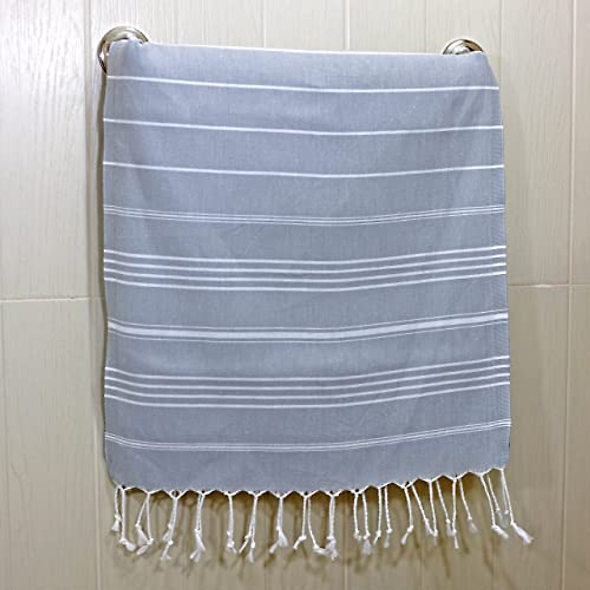 Clotho Turkish Hand Towel for Bathroom Set of 4 | Decorative Towels 4 Pack for Kitchen | Lightweight Travel Hand Towel for Hair Gym Yoga - 100% Cotton 18 x 40 Inches (Silver Gray)