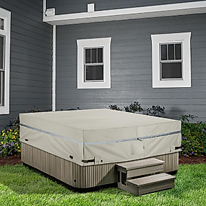 PatioGem Hot Tub Cover Protector, Outdoor SPA Covers for Hot Tub, Heavy Duty 600D Polyester Waterproof UV Protection Hot Tub Covers Replacement, Square SPA Cover Protector 95 x 95 x 20 inch, Grey