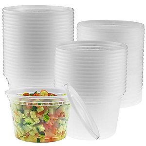 NYHI 16-Ounce Clear Deli Containers with Lids | Stackable, BPA-Free Food Storage Container Set | Recyclable Space Saver Airtight Container for Kitchen Storage, Meal Prep, Take Out | 40 Pack