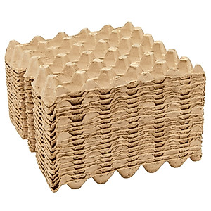 18 Pack Bulk Egg Cartons for 30 Chicken Eggs, Reusable Brown Paper Containers with Labels