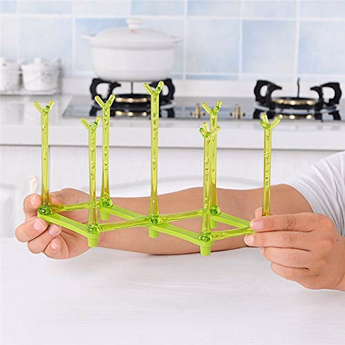 STRAW Kitchen Cup Dry Rack Sink Holder Dish Plate Organizer Drainer Kitchen Storage Plastic Plate Glass Cups Stand Display Holder (Color : B)