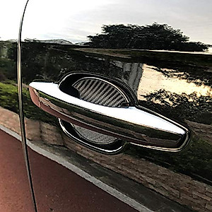 LECART 4PCS Premium Car Door Cup Scratch Protector TPU Carbon Fiber Like 3D Stickers Universal Auto Door Cup Scratch Protection Cover Guard Film for BENZ AUDI JEEP BMW LEXUS FORD BUICK SUV Truck Black