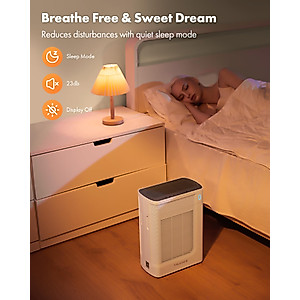 Trucozie Air Purifier for Home Large Room Bedroom Up to 1937 Ft² in 1 Hr With Double-sided Air Inlet, Air Quality and Light Sensors, HEPA Sleep Mode for Allergies, Dust, Pollen, Pet Hair, White