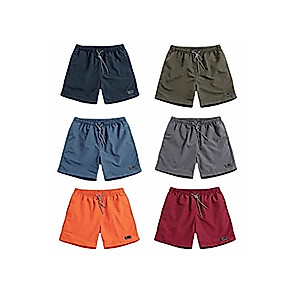 Mens Shorts Pack Men’s Linen Shorts Casual Classic Fit 7" Elastic Waist Summer Beach Shorts with Pockets C1 Wine