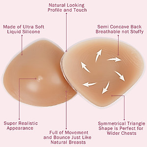 IVITA One Pair D Cup Triangle Shape Silicone Breast Forms Fake Boobs for Mastectomy Prosthesis Crossdresser Transgender Cosplay Bra Enhancer inserts Pads