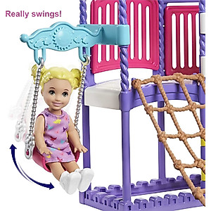 Barbie Skipper Babysitters Inc. Climb 'n Explore Playground Dolls & Playset with Babysitting Skipper Doll, Toddler Doll, Play Station, Moldable Sand & Accessories for Kids 3 to 7 Years Old