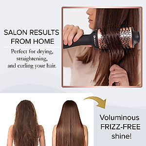 Professional Blow Dryer Brush Hair Styler by UZALLA | Powerful Frizz-Eliminating Ionic Hair Dryer Brush | Hot Air Brush Dryer and Volumizer for Women | Dual-Action Bristles, & 75MM Oval Shape