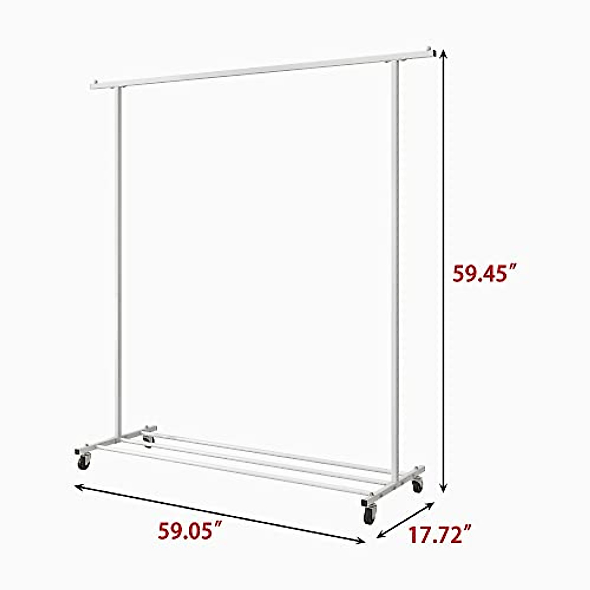 ZGEHCO Clothes Rack with Wheels and Storage,Free Standing Clothing Rack for Hanging Clothes with Shelves,Portable Rolling Metal Garment Rack Organizer,Drying Rack Clothing,Coat Hanger White